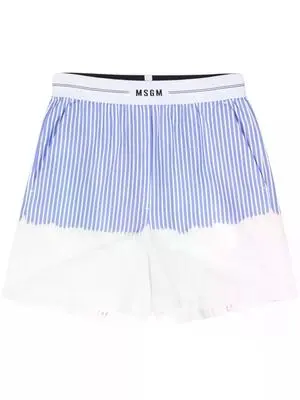 MSGM Ombré Striped Cotton Poplin Shorts - Blue