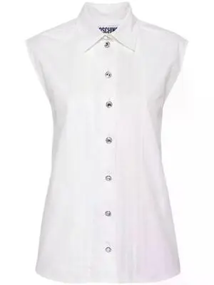 Moschino Sleeveless Pintuck Shirt - Neutrals