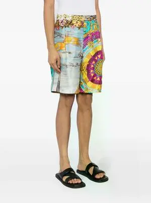 Moschino Graphic-print Silk Shorts - Multicolour