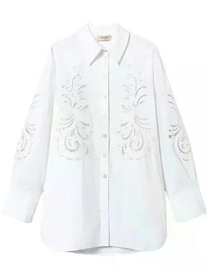 TWINSET Embroidered Lace Panel Oversized Shirt