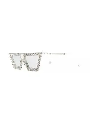 Philipp Plein Crystal-embellished Square-frame Sunglasses - Silver