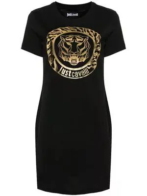 Just Cavalli Tiger Head Print T-shirt Dress - Black