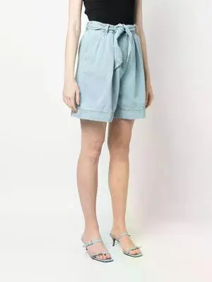 Pinko Belted High Waisted Denim Shorts