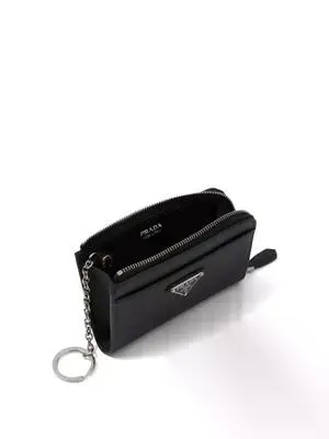 Prada Triangle-logo Leather Keychain - Black