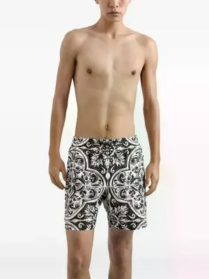 Dolce & Gabbana Graphic-print Swim Shorts - Black