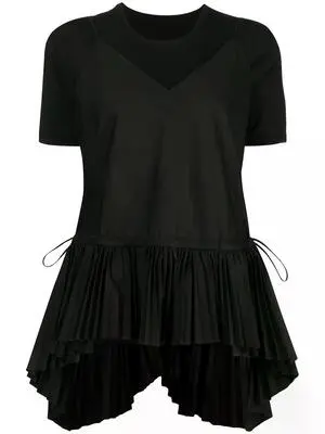 JUUN.J Pleated-hem T-shirt - Black