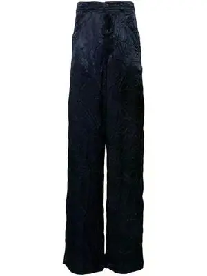 Balenciaga Crinkled Finish Wide-leg Trousers - Blue
