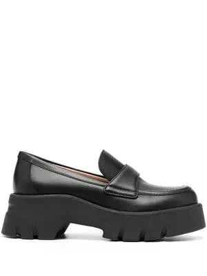 GIANVITO ROSSI 75mm Chunky Leather Loafers - Black