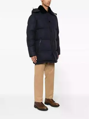 Brioni Padded Down Coat With Shearling Collar