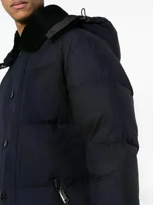 Brioni Padded Down Coat With Shearling Collar