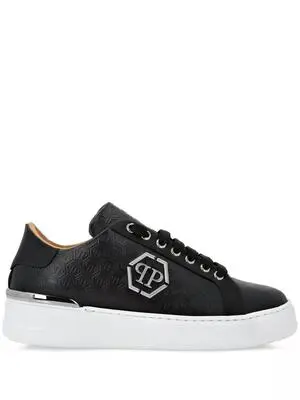 Philipp Plein Monogram Embossed Calf Leather Lo-top Sneakers