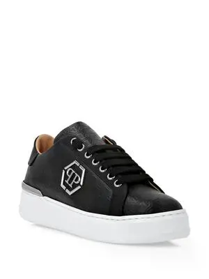 Philipp Plein Monogram Embossed Calf Leather Lo-top Sneakers