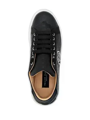 Philipp Plein Monogram Embossed Calf Leather Lo-top Sneakers