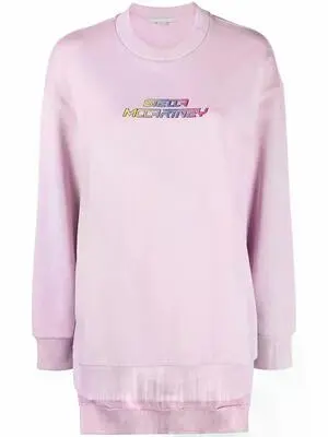 Stella McCartney Logo Print Sweatshirt With Side Slits - Pink