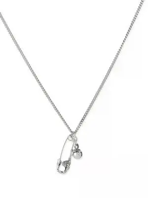 Emanuele Bicocchi Safety Pin Pearl Pendant Necklace - Silver