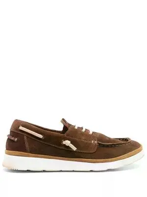 Moma Tobacco Suede Lace-up Boat Shoes - Brown