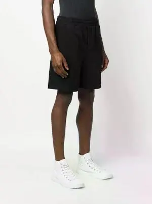 Helmut Lang Logo Print Cotton Track Shorts