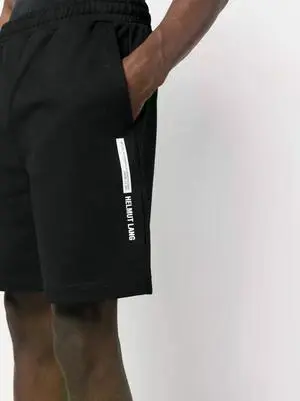 Helmut Lang Logo Print Cotton Track Shorts
