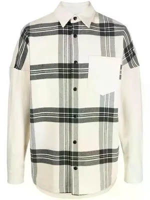 Palm Angels Logo-print Checked Overshirt - Neutrals
