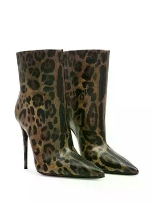Dolce & Gabbana Leopard Print Leather Ankle Boots