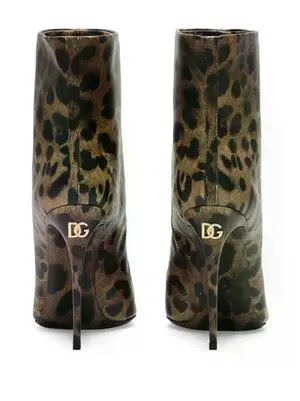 Dolce & Gabbana Leopard Print Leather Ankle Boots