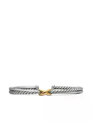 David Yurman 18kt Yellow Gold And Sterling X Station Bracelet - Silver