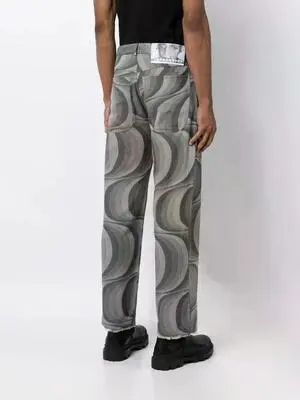 JORDANLUCA Geometric-pattern Faded Straight Leg Trousers