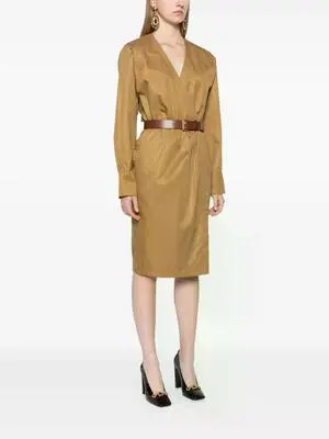 Saint Laurent Belted V-neck Dress
