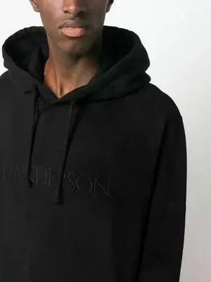 JW Anderson Logo-embroidered Cotton Hoodie - Black
