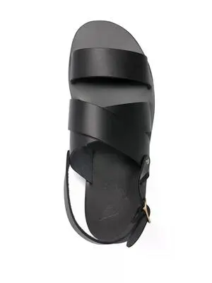 ANCIENT GREEK SANDALS Miltos Slingback Leather Sandals - Black