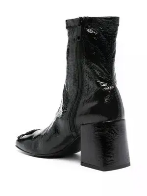COURREGES Logo-appliqué Patent Leather Boots - Black