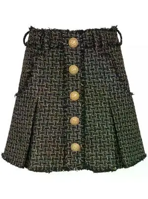 Balmain Tweed Pleated Mini Skirt