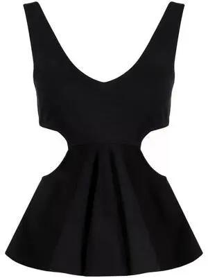 Goen.j Sleeveless V-neck Top With Cut-out Detailing - Black