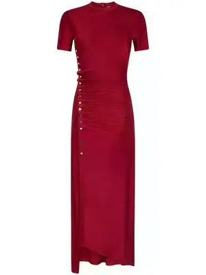 Rabanne Gathered Jersey Maxi Dress - Red