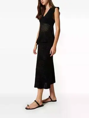 TWINSET Knitted Midi Skirt With Lurex Detailing