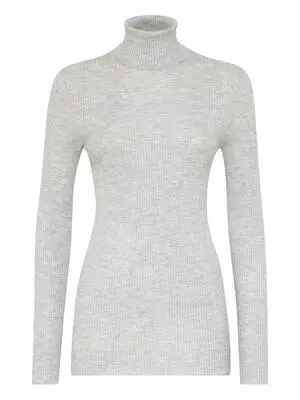 Brunello Cucinelli Ribbed-knit Roll-neck Jumper - Grey