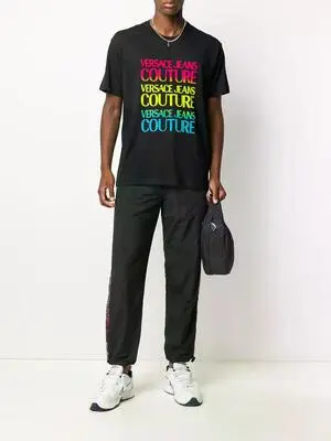 Versace Logo Print Track Pants - Black