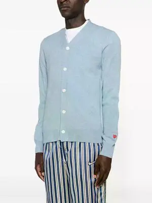 Play Comme Des Garcon Heart-patch Wool Cardigan