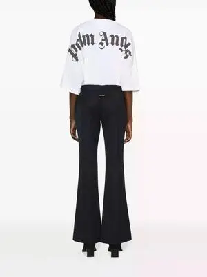 Palm Angels Low-rise Flared Trousers With Rear Logo Patch - Blue