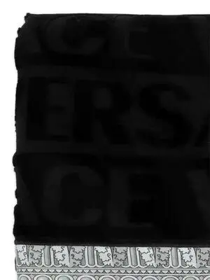 Versace Barocco-print Cotton Bath Towel - Black