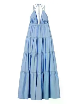 TWINSET Poplin Maxi Dress With Tiered Skirt