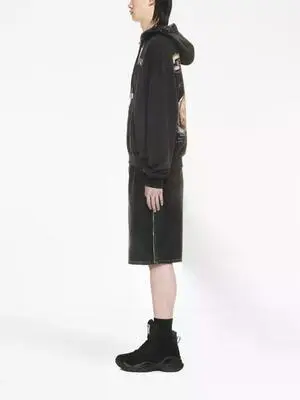 Off-White Drawstring Hoodie With Graphic Print