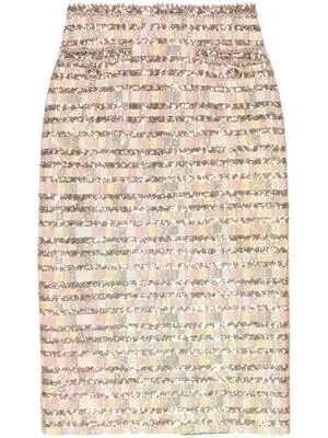 Elie Saab Camaleonte Sequin-embellished Midi Skirt - Neutrals