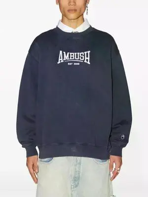 AMBUSH Logo-embroidered Organic Cotton Sweatshirt - Blue