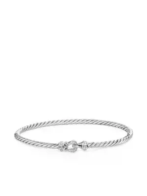 David Yurman Sterling Cable Diamond Buckle Bracelet
