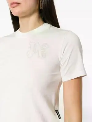 Palm Angels Logo Embroidered Cotton T-shirt