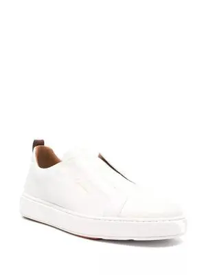 Santoni Calf Leather Slip-on Sneakers - Neutrals