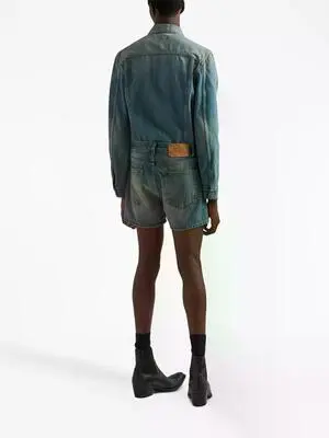 Prada Denim Blouson Jacket With Enamel Triangle Logo