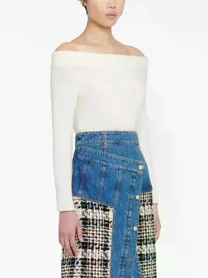Alexander McQueen Off-shoulder Ribbed-trimmed Jumper