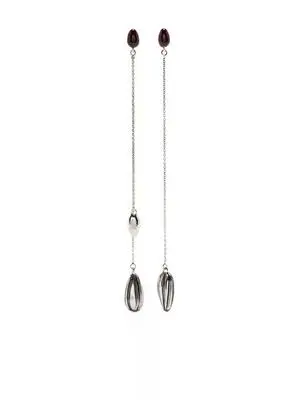 LEMAIRE Bead-embellished Drop Earrings - Silver